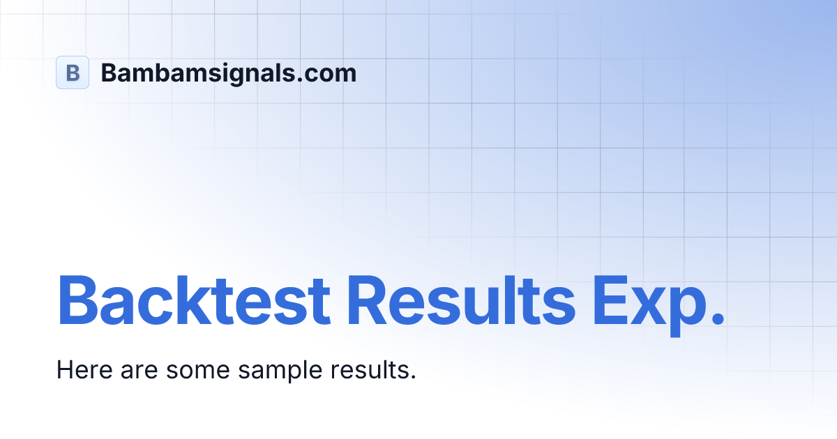 Backtest Results Exp. | Bambamsignals.com
