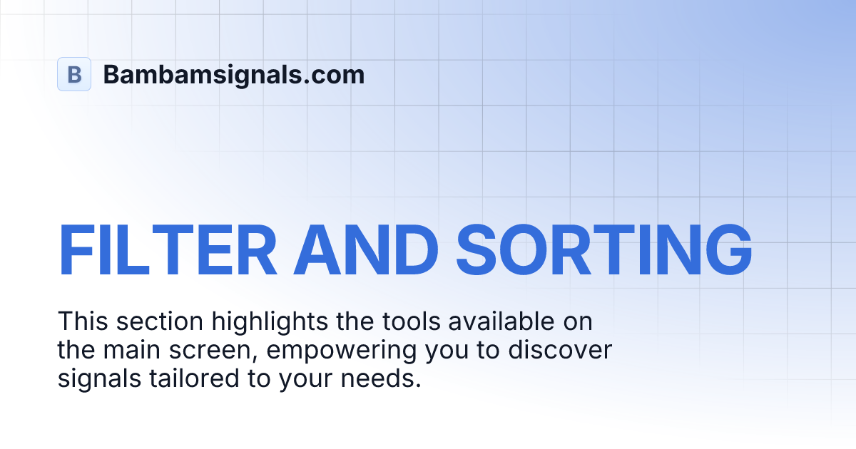 FILTER AND SORTING | Bambamsignals.com